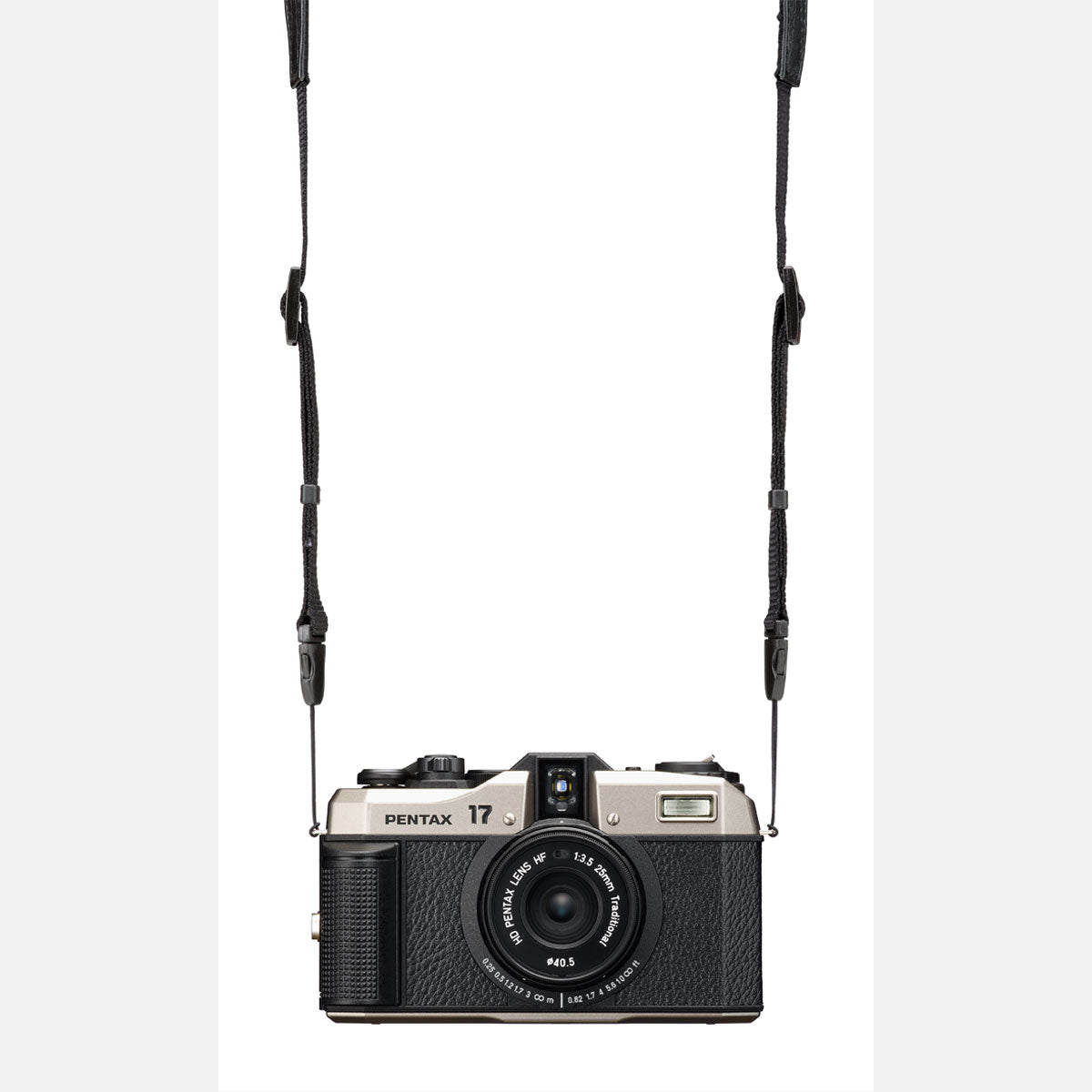 Compact film camera with fixed focal length, designed to capture half ...
